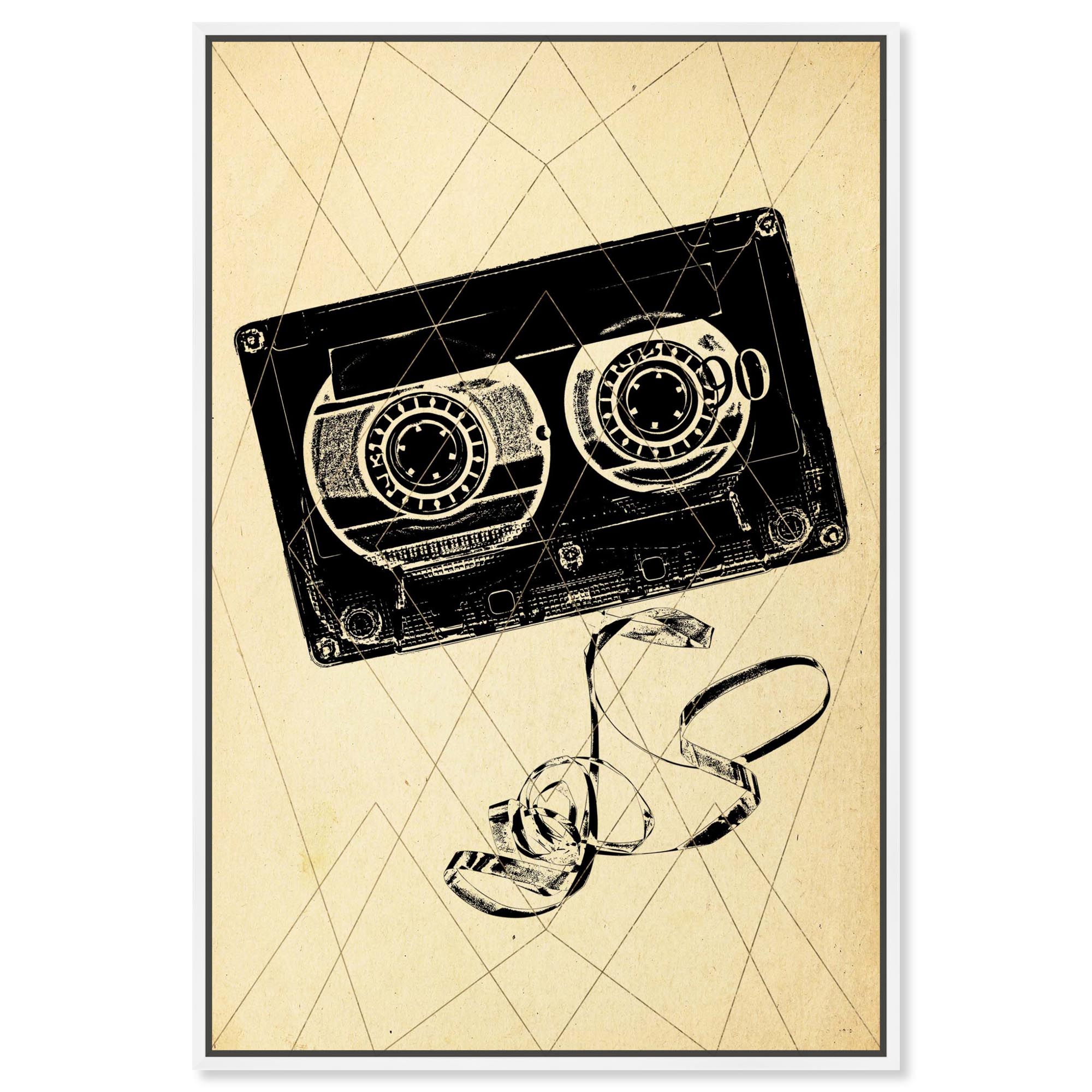 Art Remedy Vintage Posters Canvas, 16" x 24", White Frame, Cassette ...