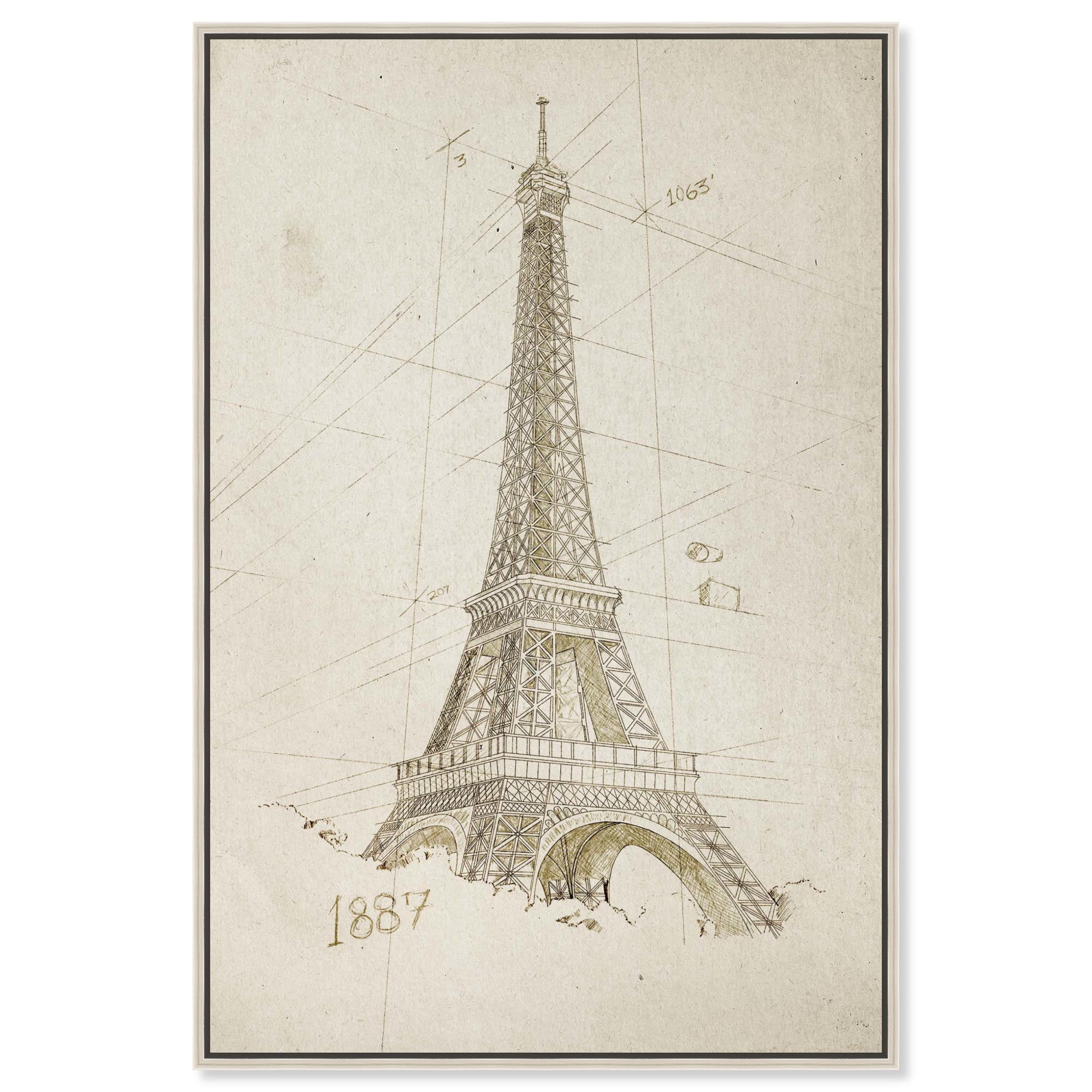 Art Remedy Vintage Posters Canvas, 24" x 36", Silver Frame, Eiffel ...