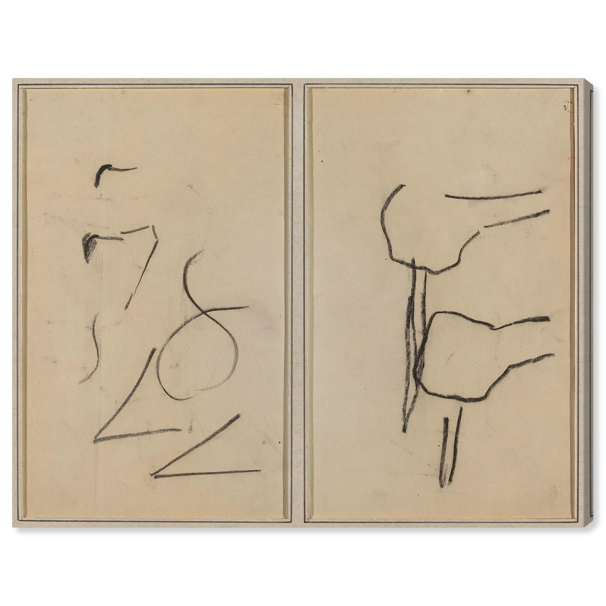 Art Remedy Vintage Sketches Canvas, 20" x 16", Gallery Wrapped, Scribbles Two Shapes (verso ...