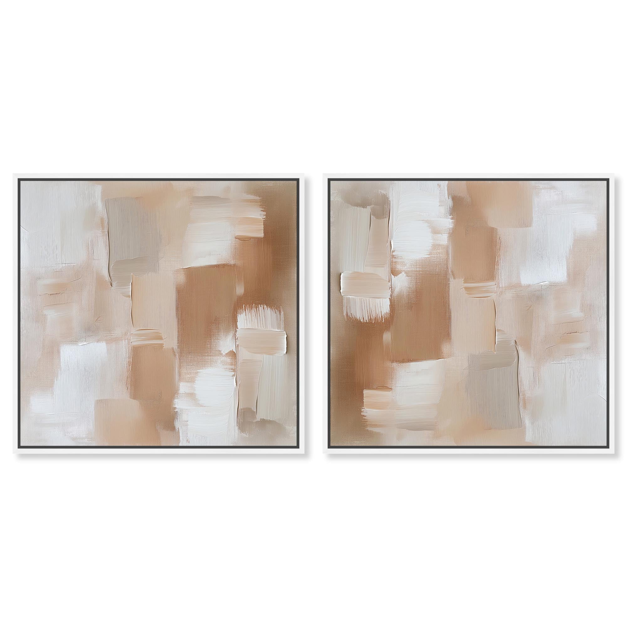 Art Remedy Warm Boho Abstracts Canvas, 20" x 20", White Frame, Impasto ...