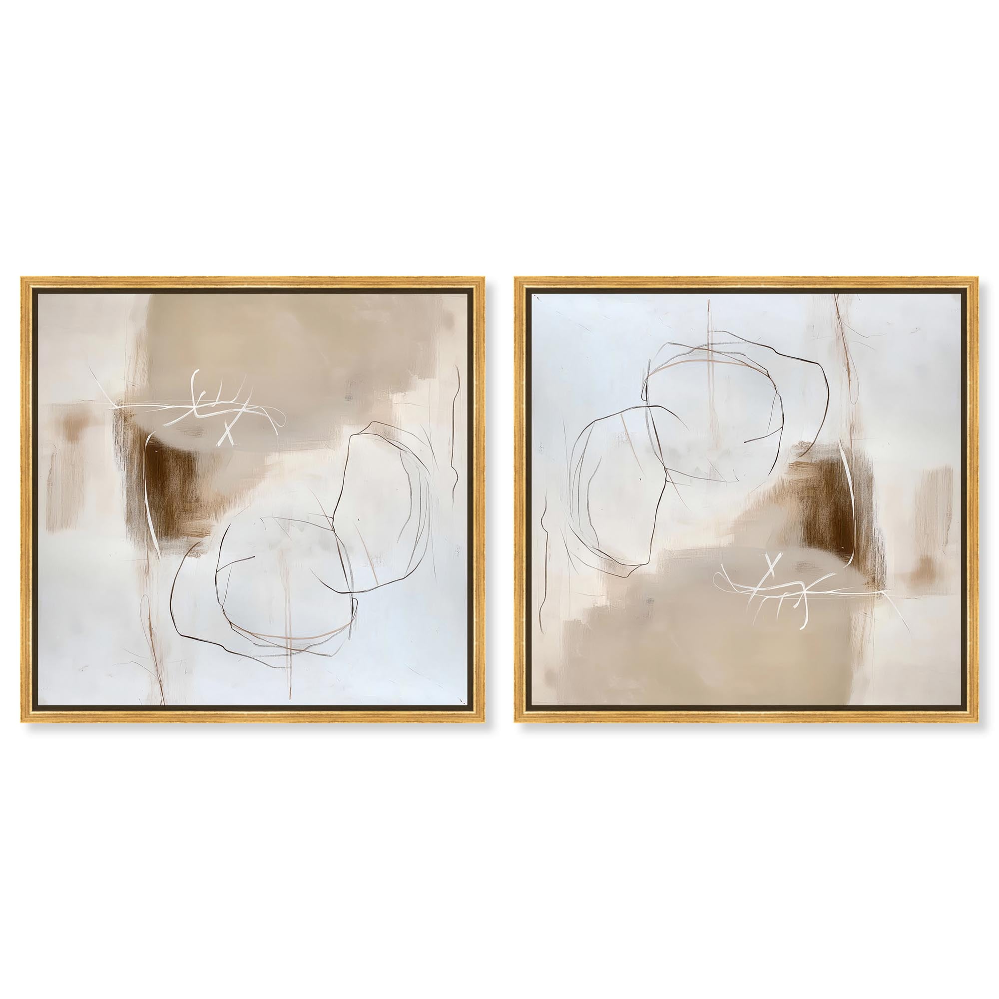 Art Remedy Warm Boho Abstracts Canvas, 40" x 40", Gold Frame, Beauty of ...