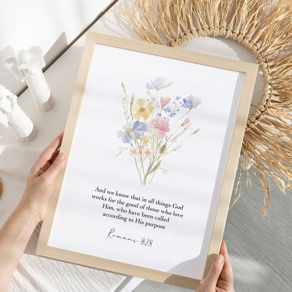 Art Romans 8:28 Bible Verse Wall Inspirational Christian Decor Faith ...