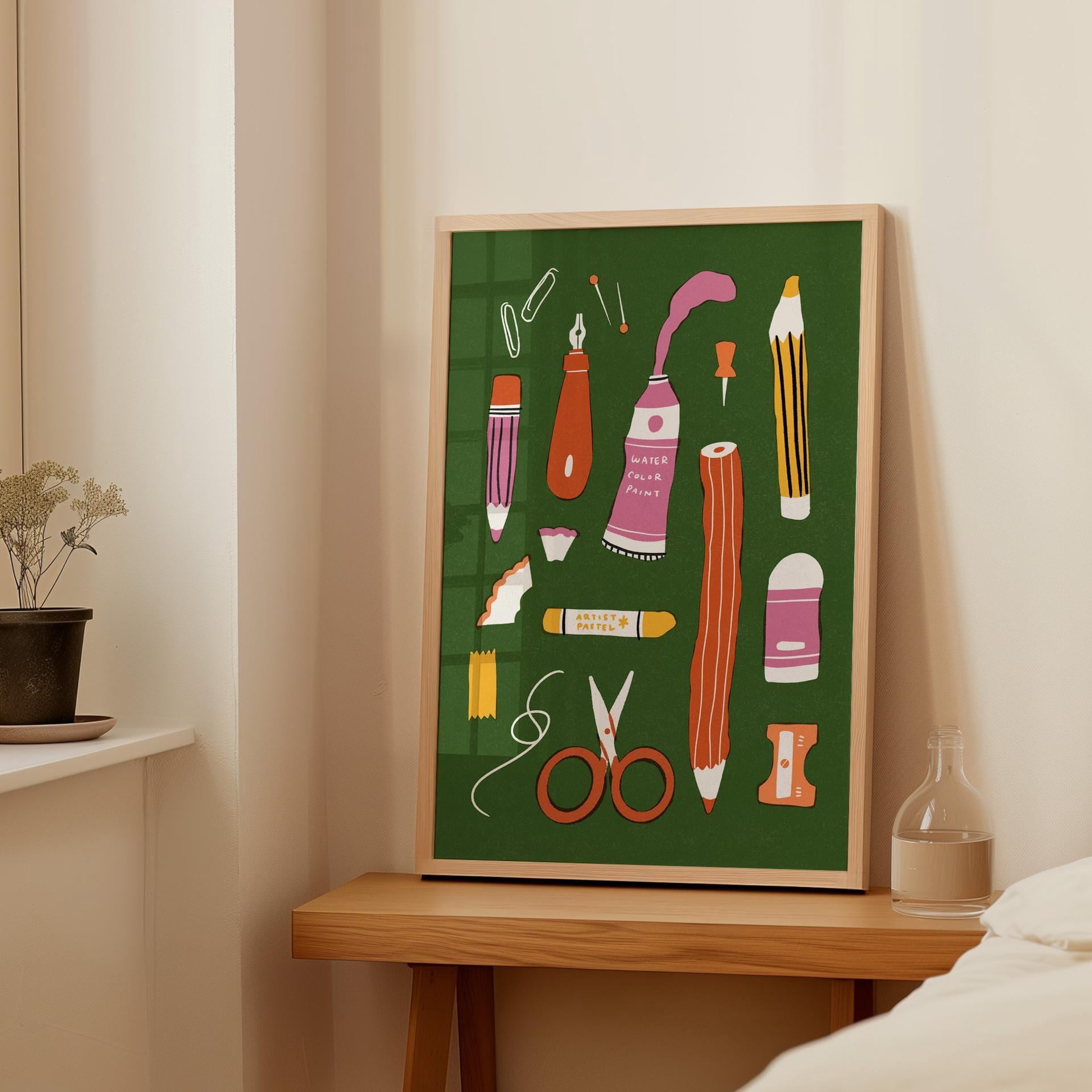 Art Room Wall Art, Stationery Art, Kids Craft Print, Playroom Decor ...