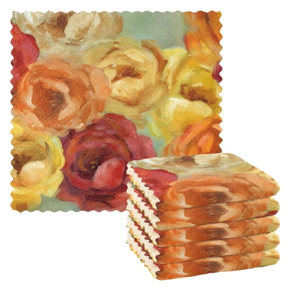 Art Rose Kitchen Cloth Dish Towels for Drying Washing Absorbent Dish ...