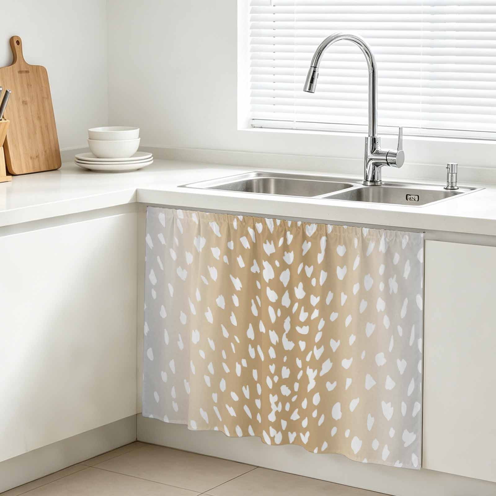 Art Sand Beige Cabinet Curtains for Kitchen 28"Wx35"L, Vintage White ...
