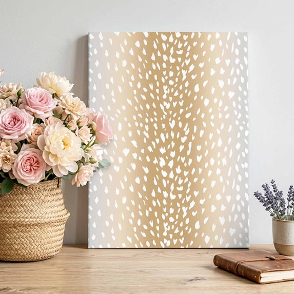 Art Sand Beige Canvas Wall Art for Living Room, Vintage White Polka ...