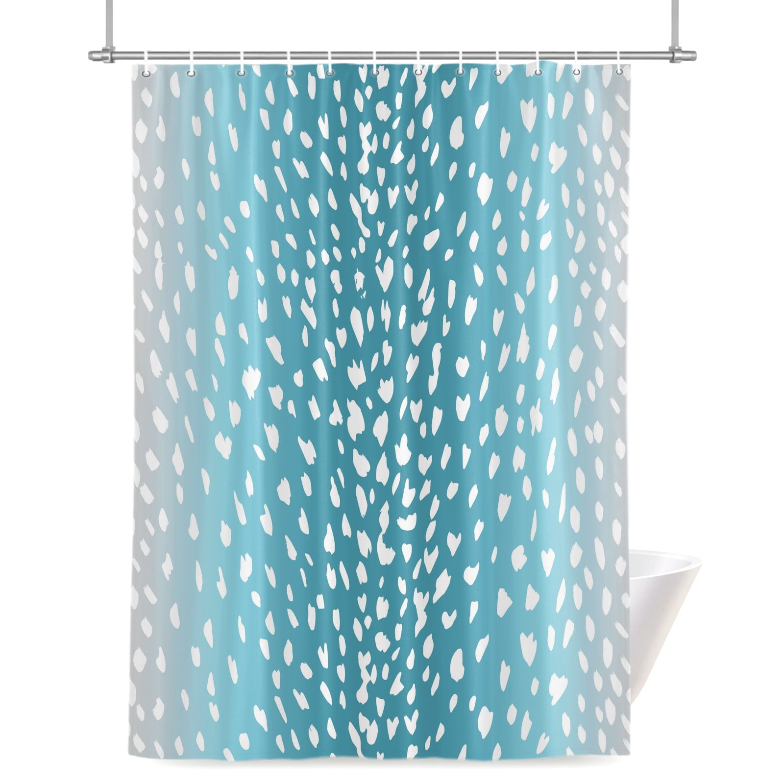 Art Sky Blue Shower Curtains for Bathroom, Vintage White Polka Dots ...