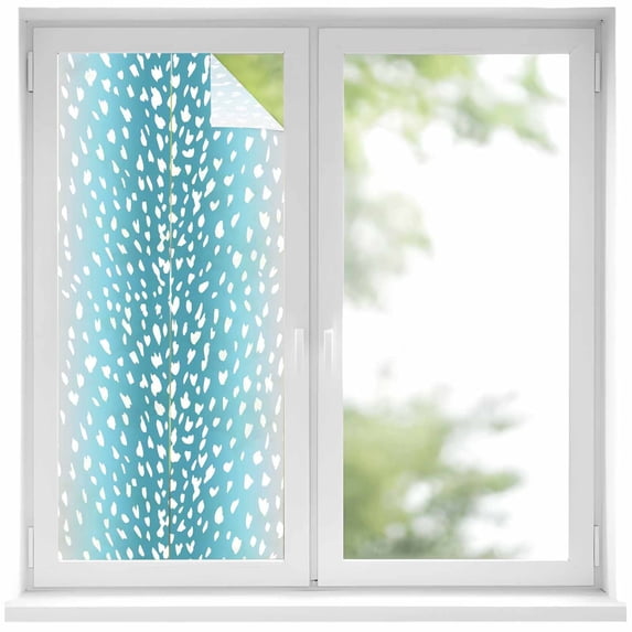 Art Sky Blue Window Privacy Film, Vintage White Polka Dots Blue Ombre ...