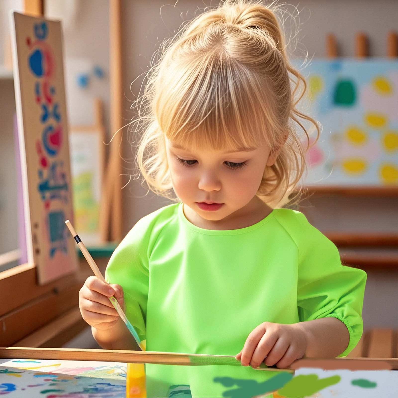 Art Smock Apron for Painting Long Sleeve Green Smock Pair With a Pocket ...