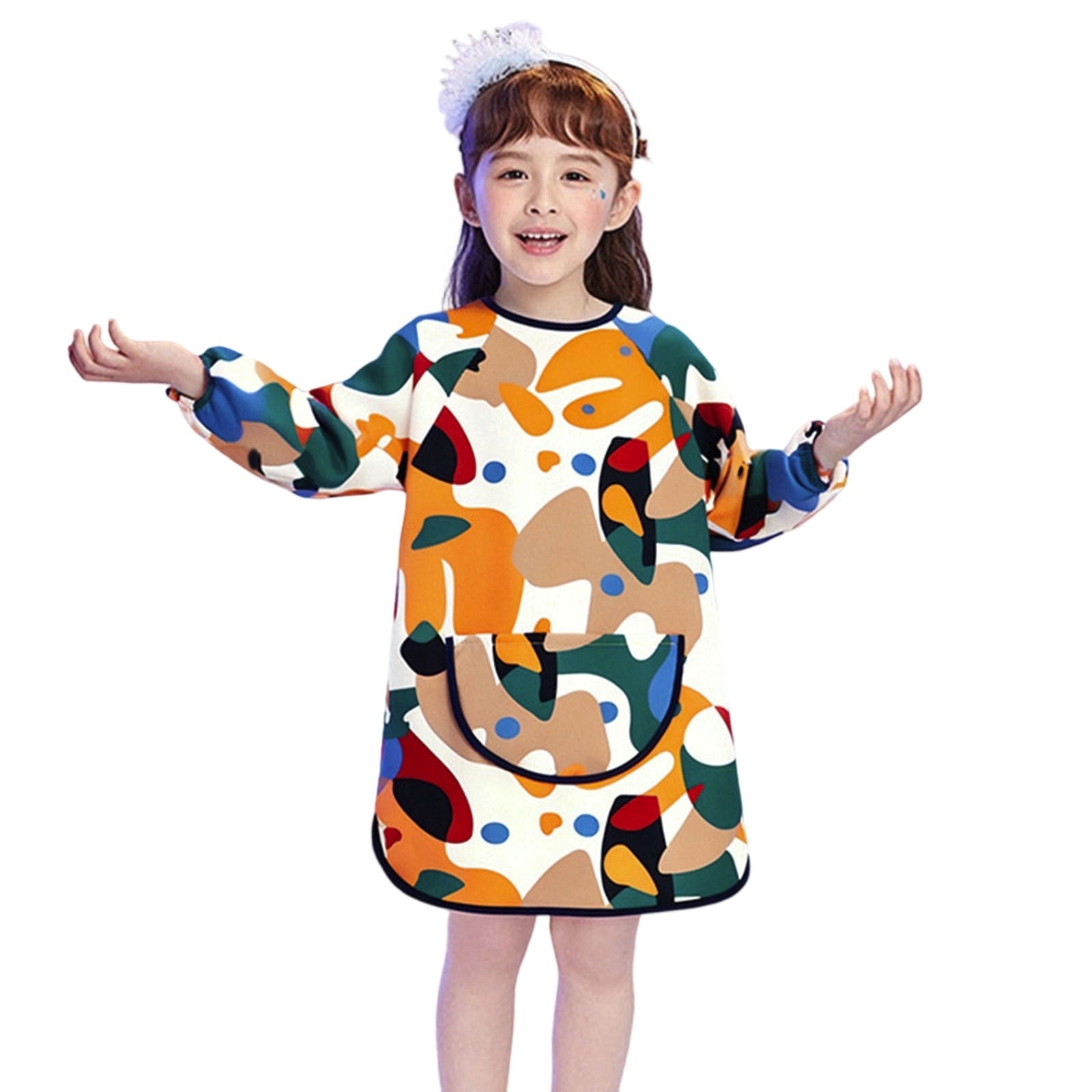 Art Smock Graffiti Cartoon Print Kids Art Apron Long Sleeve Painting ...