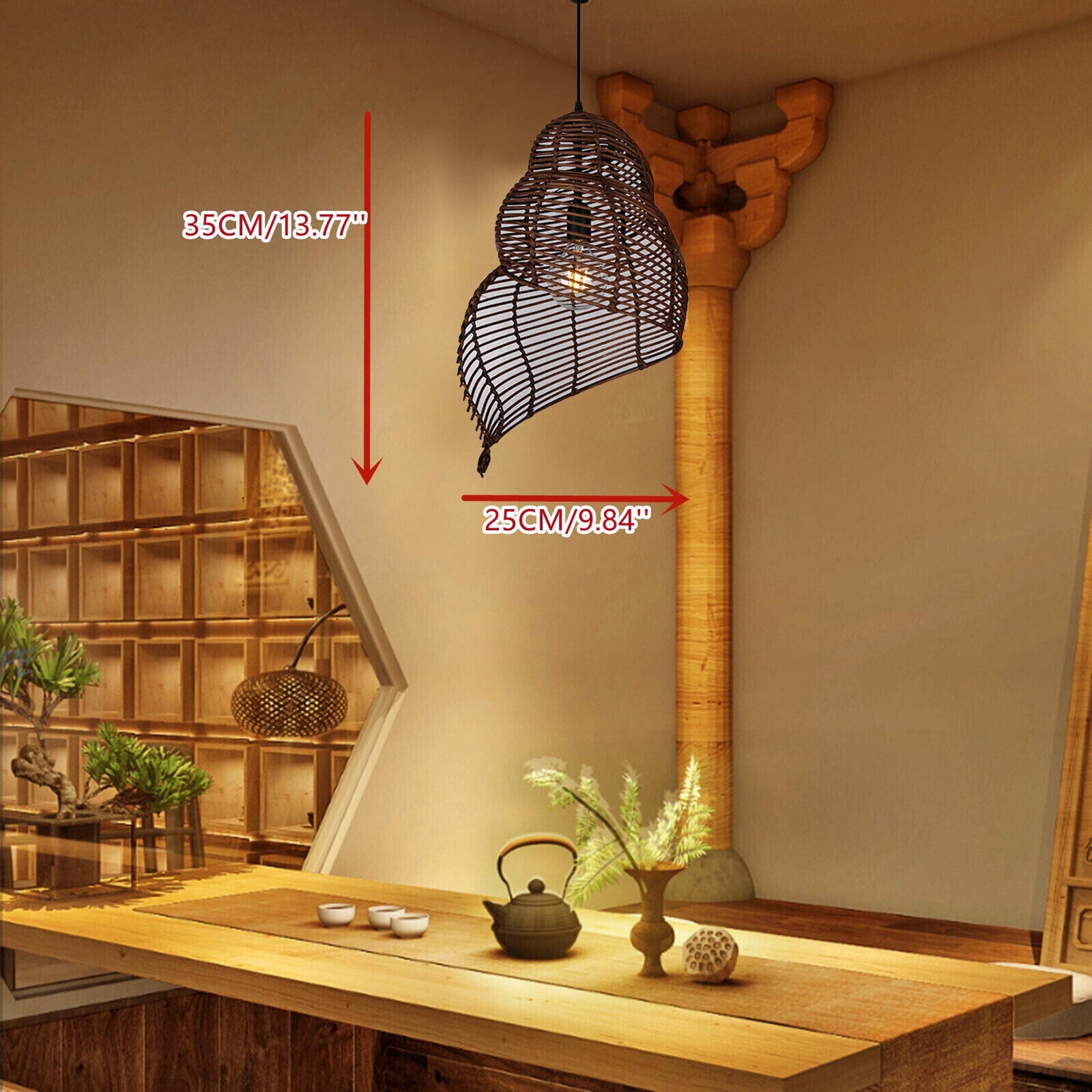 Art Snail Bamboo Wicker Rattan Shade Pendant Light Fixtures Hanging ...