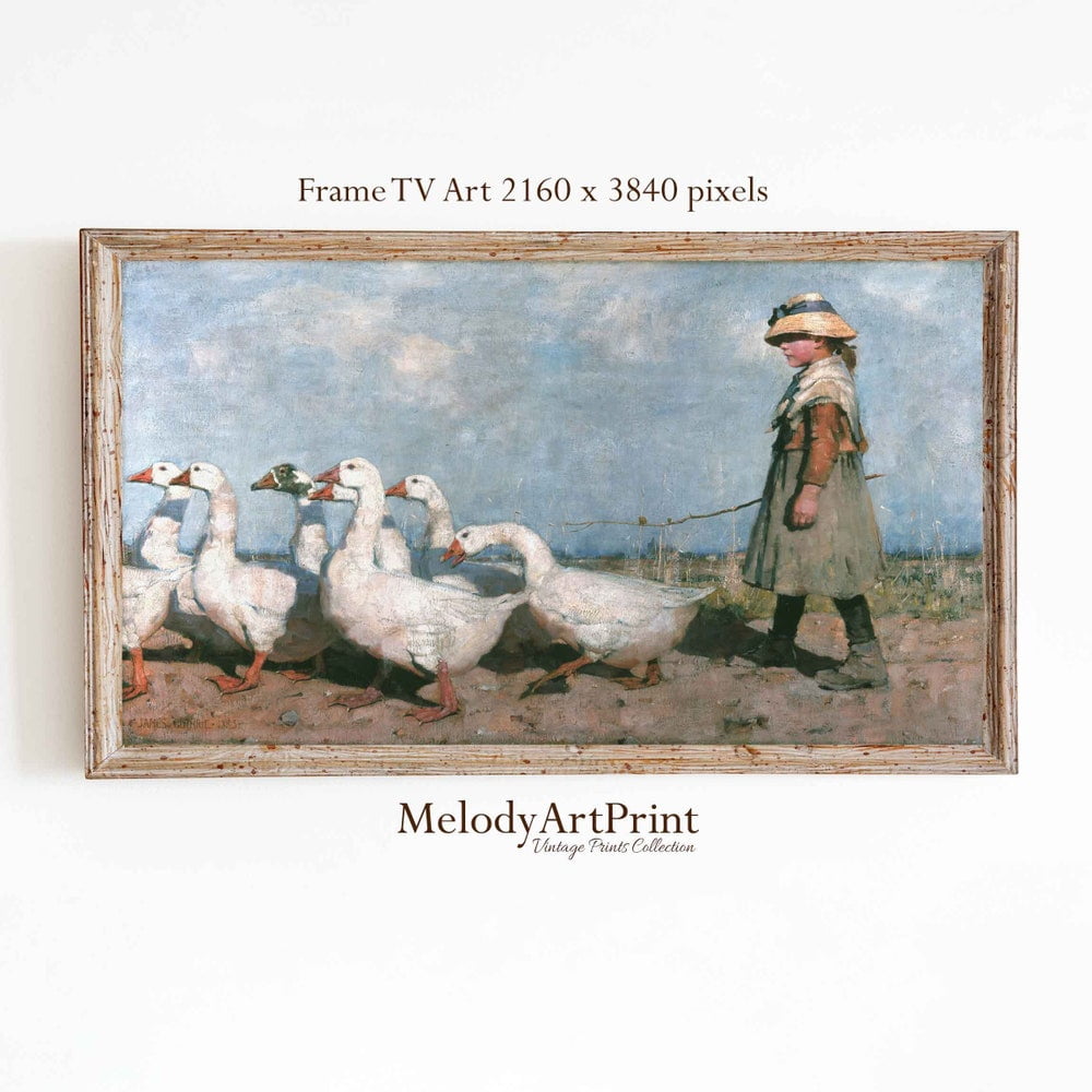 Art Spring Geese On The Farm Vintage Landscape Summer Artwork Instant ...