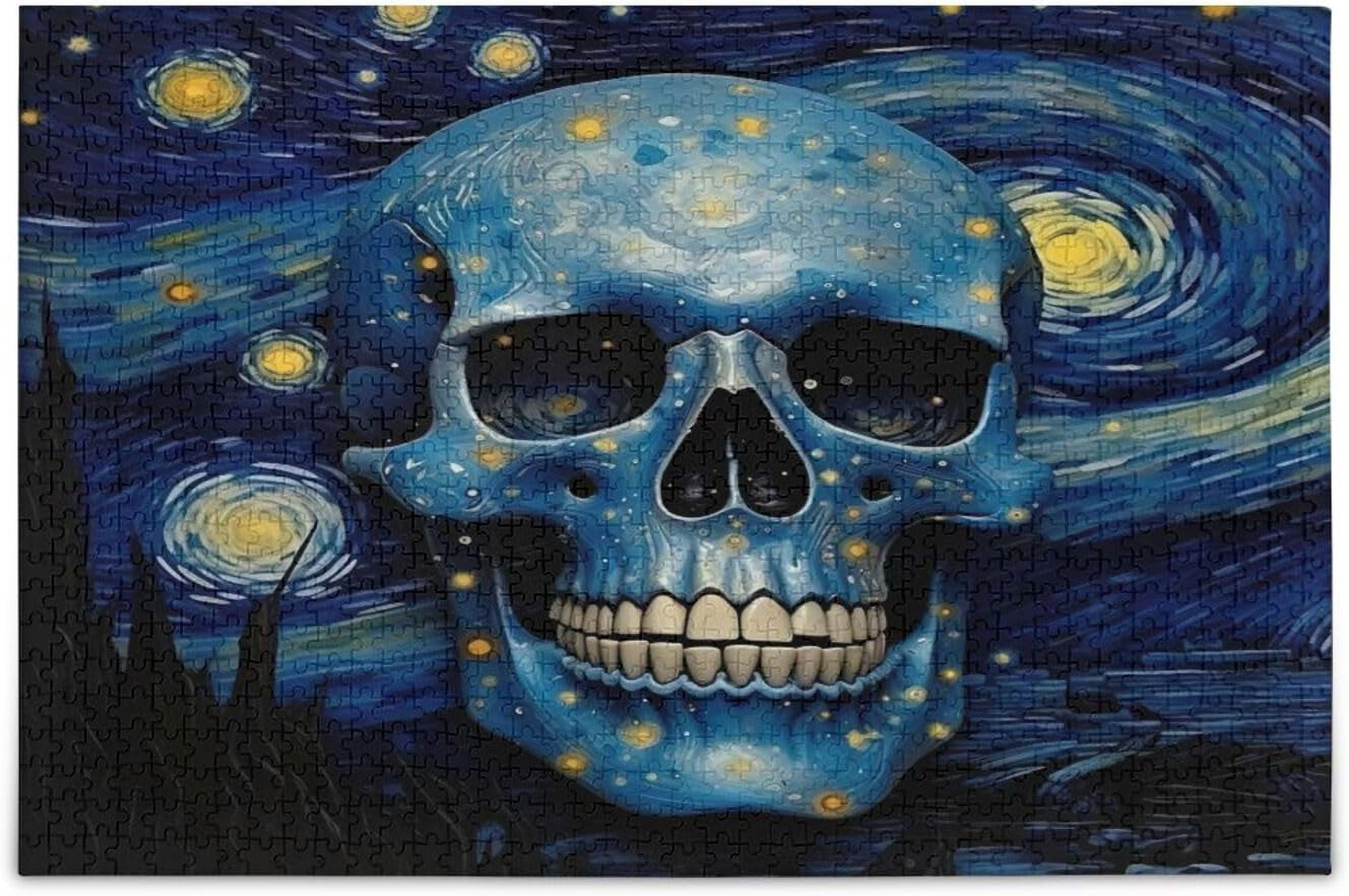 Art Starry Sky Skull Jigsaw Puzzles for Adults 1000 Pieces ...