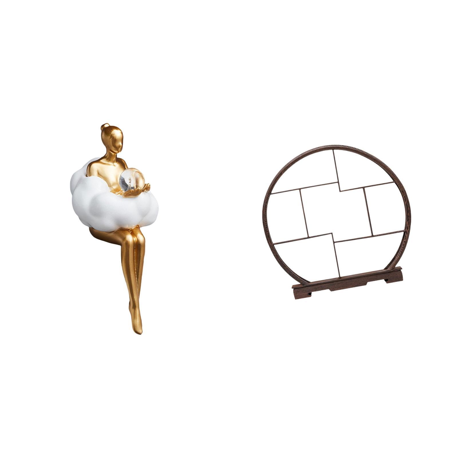 Art Statue Decor Abstract Sculpture Figurine Wooden Display Stand Resin ...