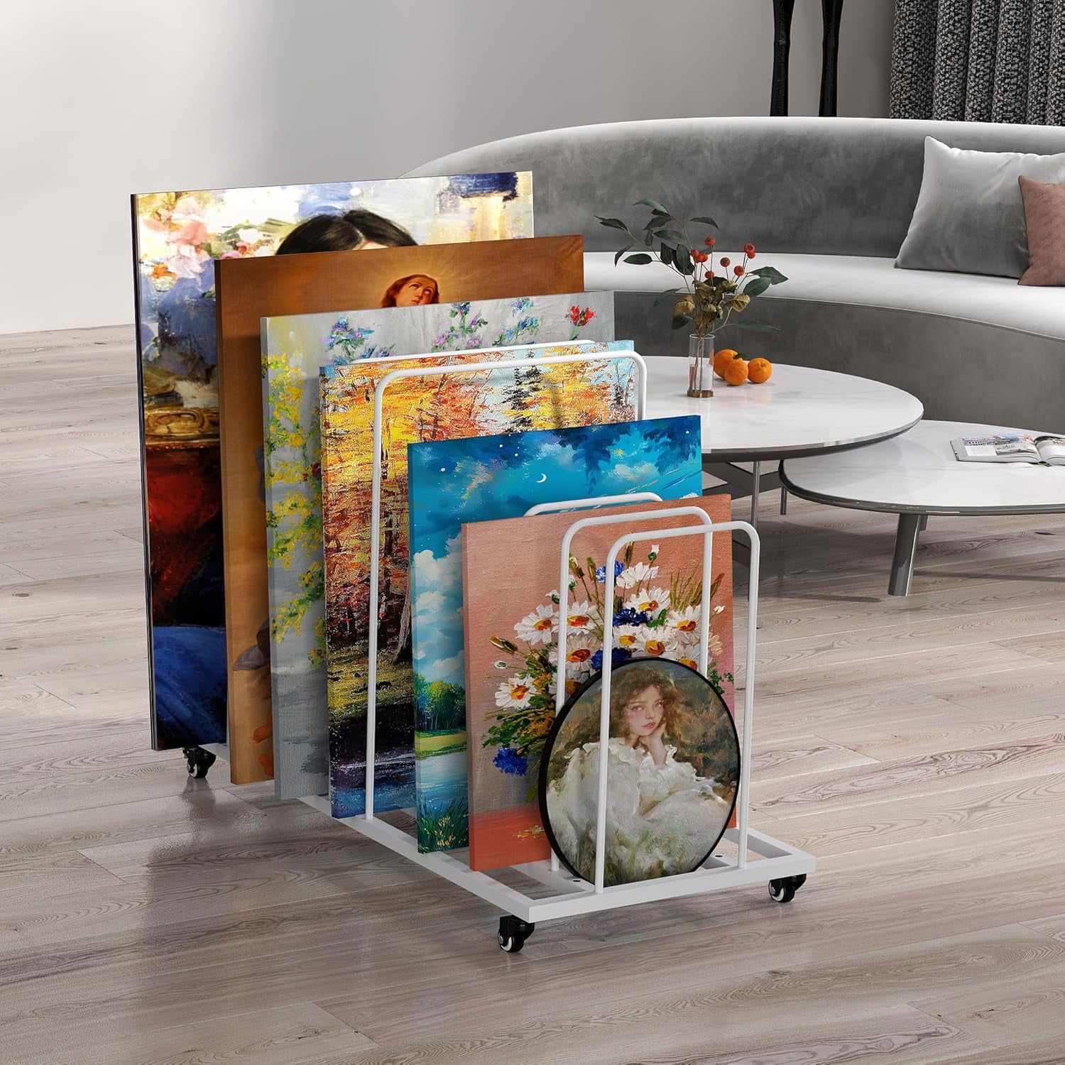 Art Storage Rack, Rolling Art Canvas Storage Rack, Adjustable Art ...
