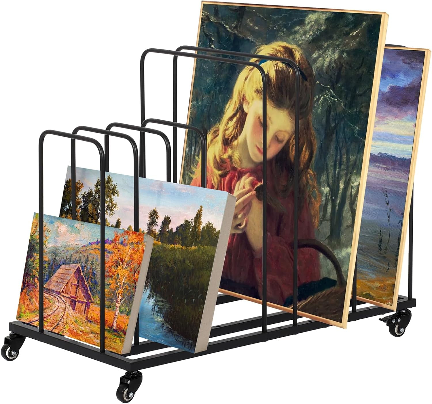 Art Storage Rack with Wheels, Rolling Canvas Rack Art Storage, Metal ...