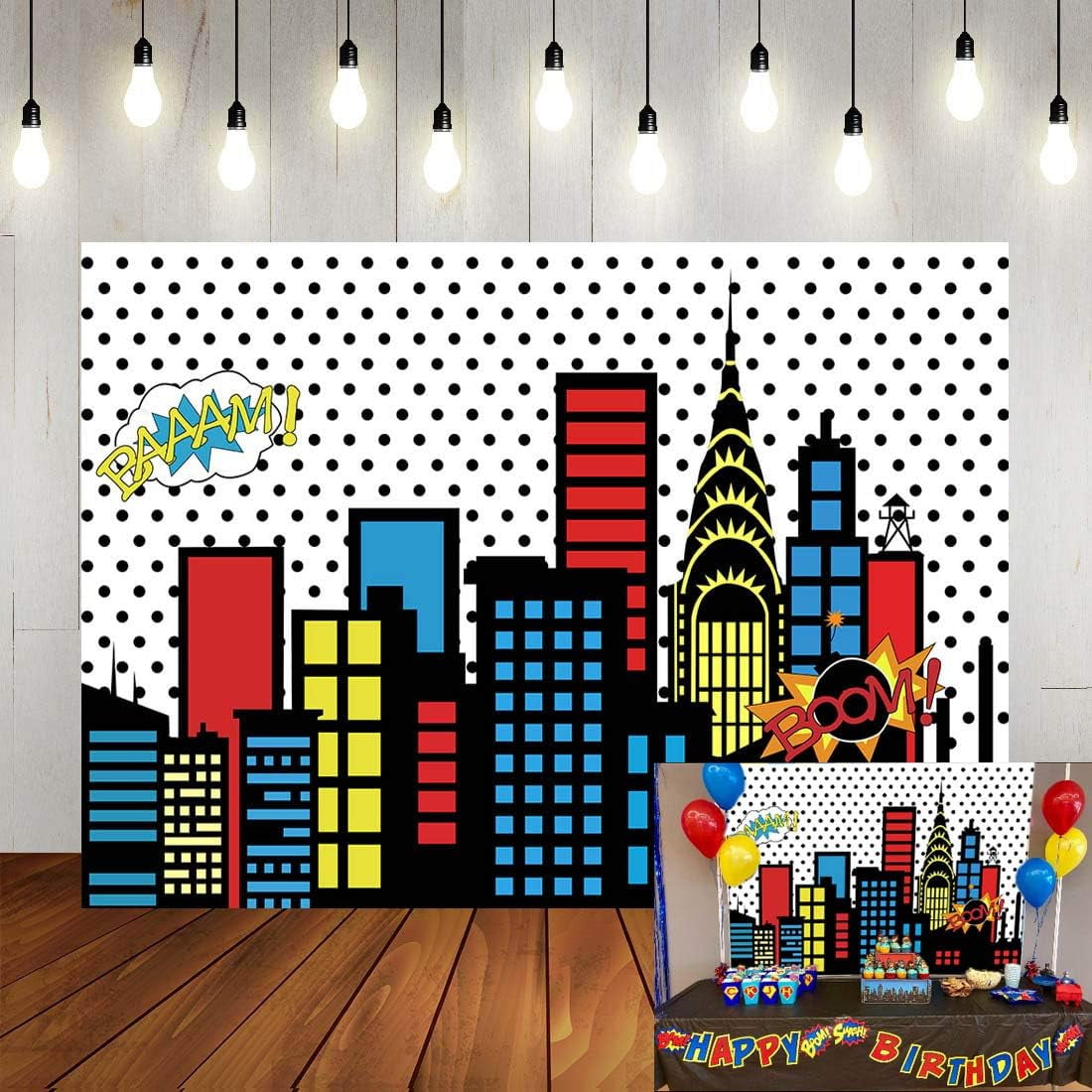 Art Studio 7x5ft Superhero Super City Photography Backdrops Skyline ...