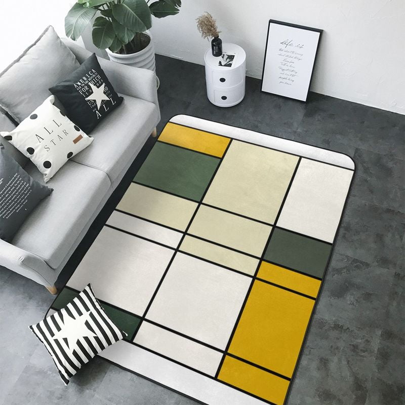 Art Style Line Color Print Washable Rugs Area Rugs for Living Room ...