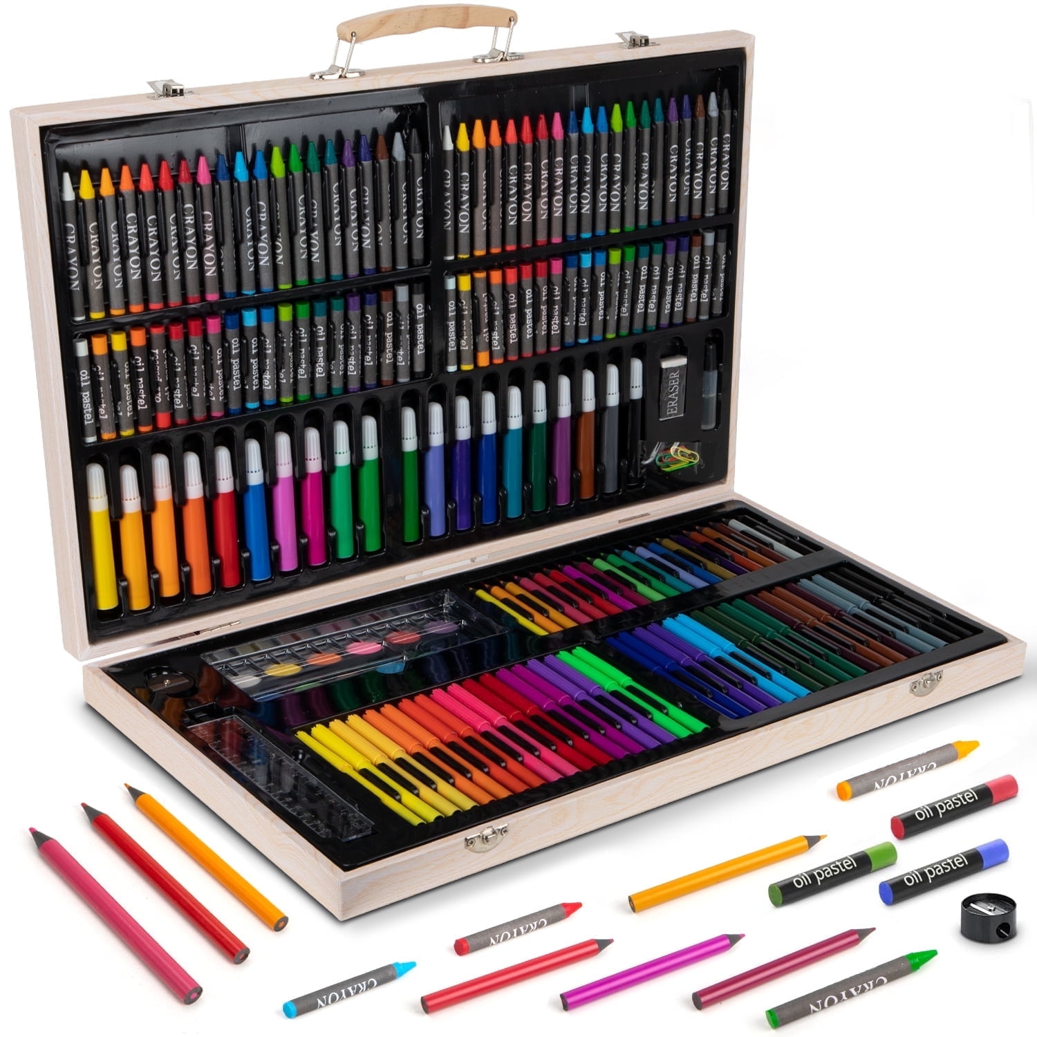 Arts and Crafts Supplies, 180 Piece Deluxe Drawing Painting Set with ...