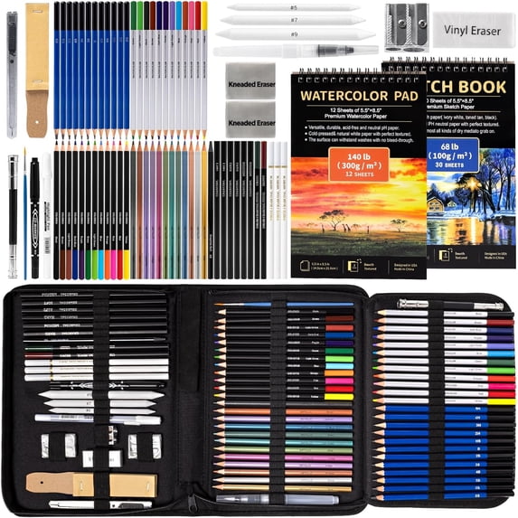 Art Supplies Drawing Pencils Set - 76 Pack Pro Sketching Kit with ...