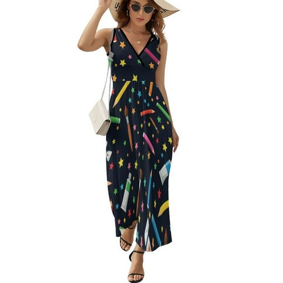Art Supplies Star Pattern Dress Fashion Boho Beach Long Dresses Female ...