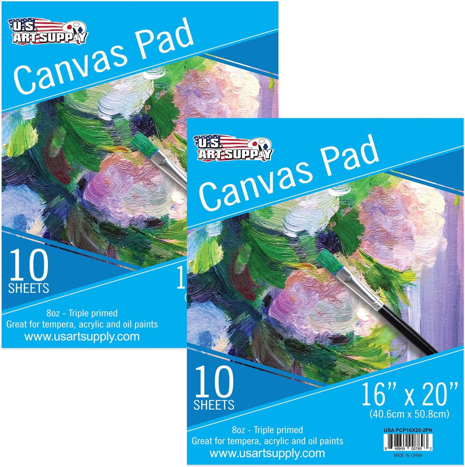 Art Supply 8" x 10" 10-Sheet 8-Ounce Triple Primed Acid-Free Canvas ...