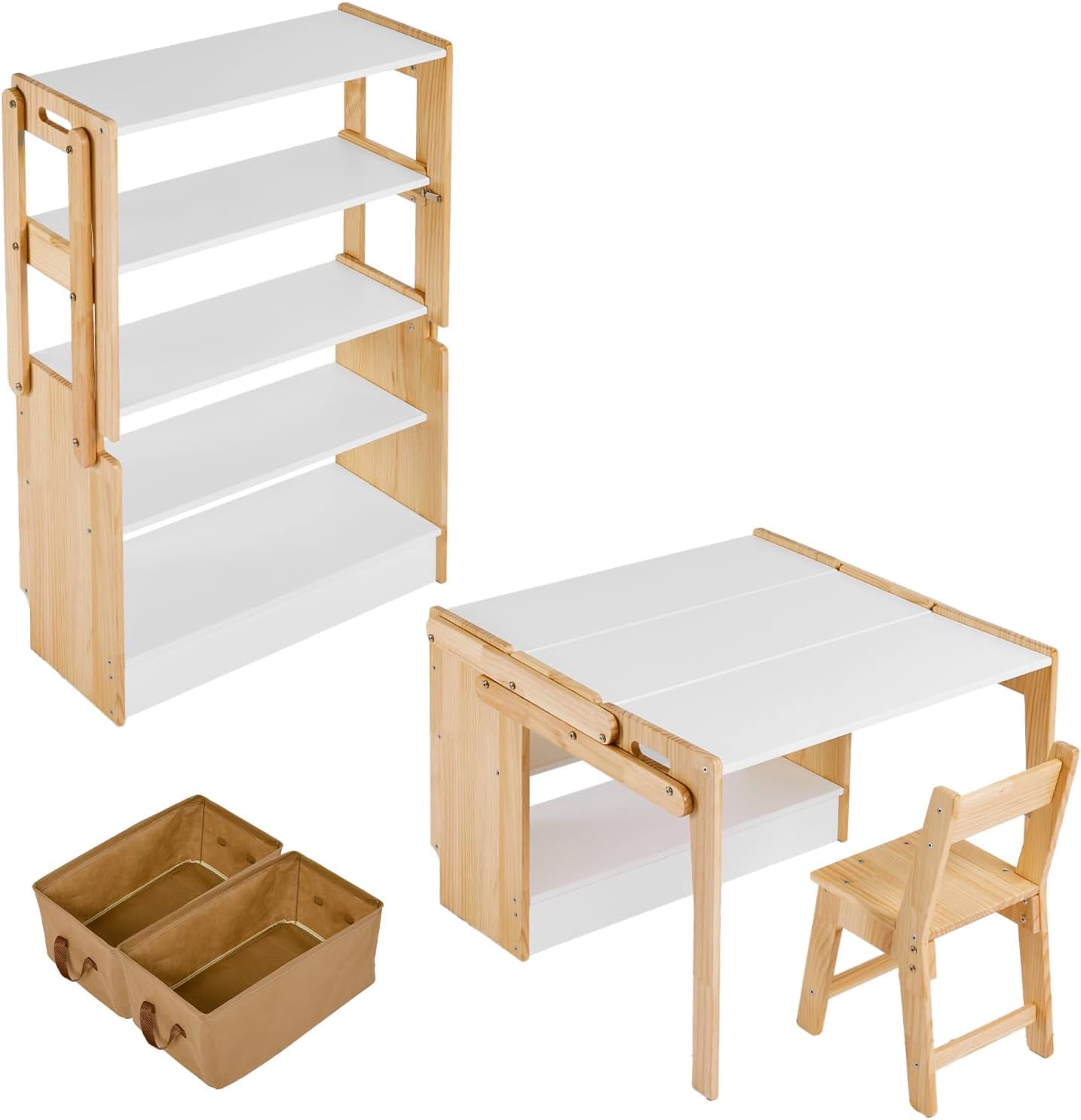 Art Table and 1 Chair Set, 27.5 in Convertible Activity Table to ...
