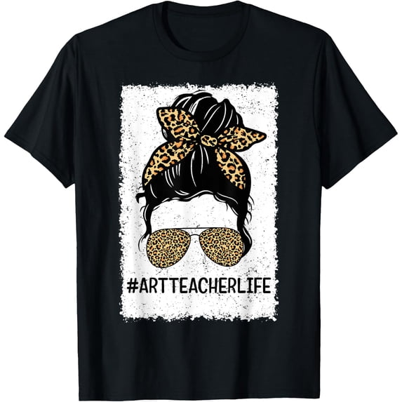 Art Teacher Messy Bun Leopard Artist T-Shirt - Walmart.com
