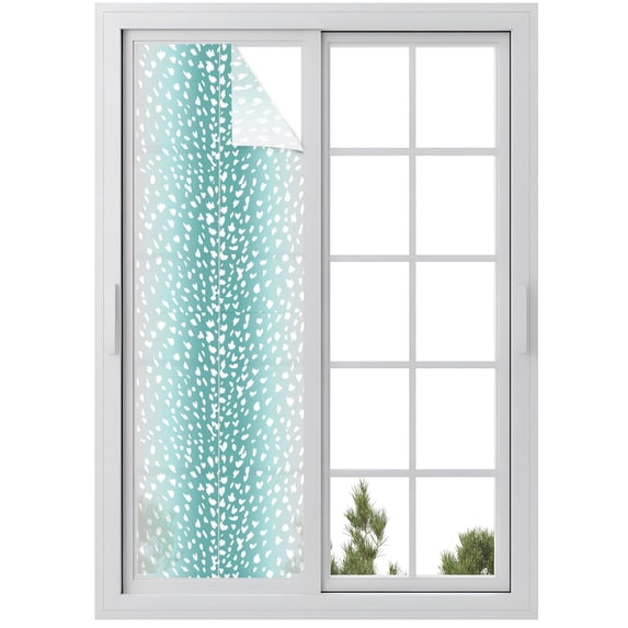 Art Teal Window Privacy Film, Vintage White Polka Dots Mint Green Ombre ...
