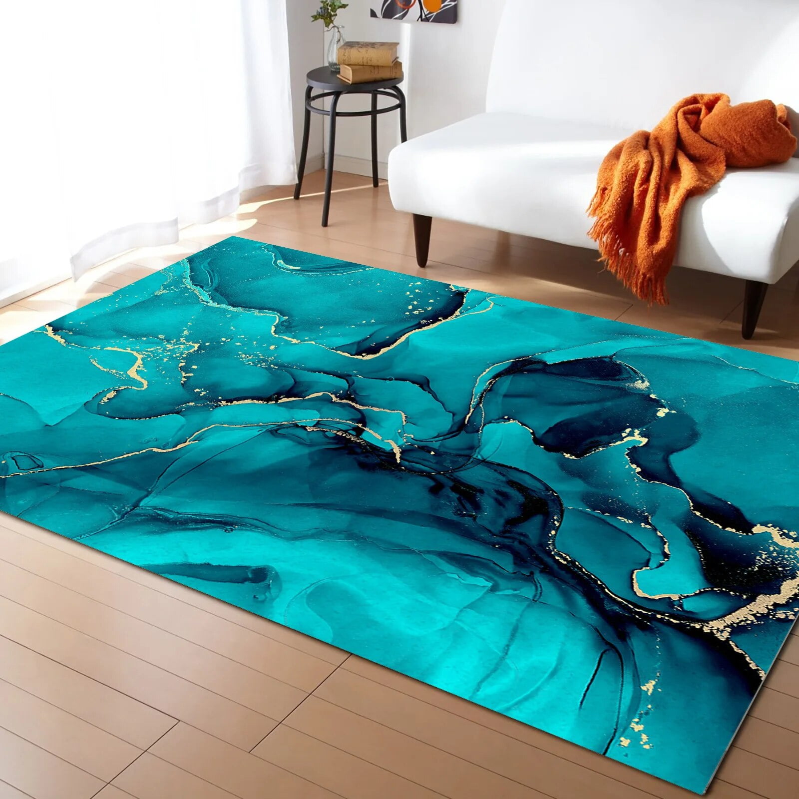Art Textured Agate Marble Living Room Floor Mat Children's Room Bedroom ...