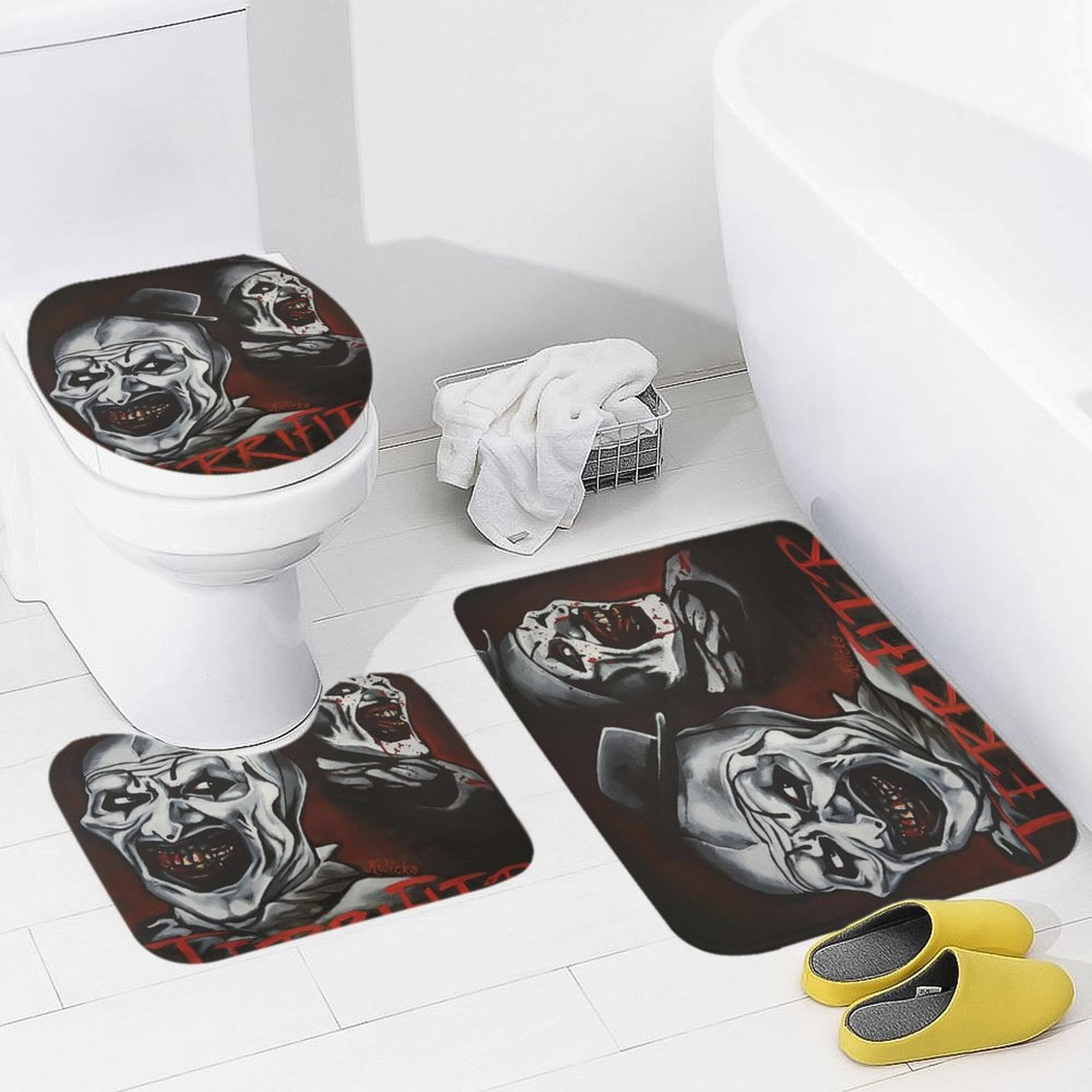 Art The Clown Bathroom Rug Set 3 Halloween Bath Mats Coral Velvet Cover ...