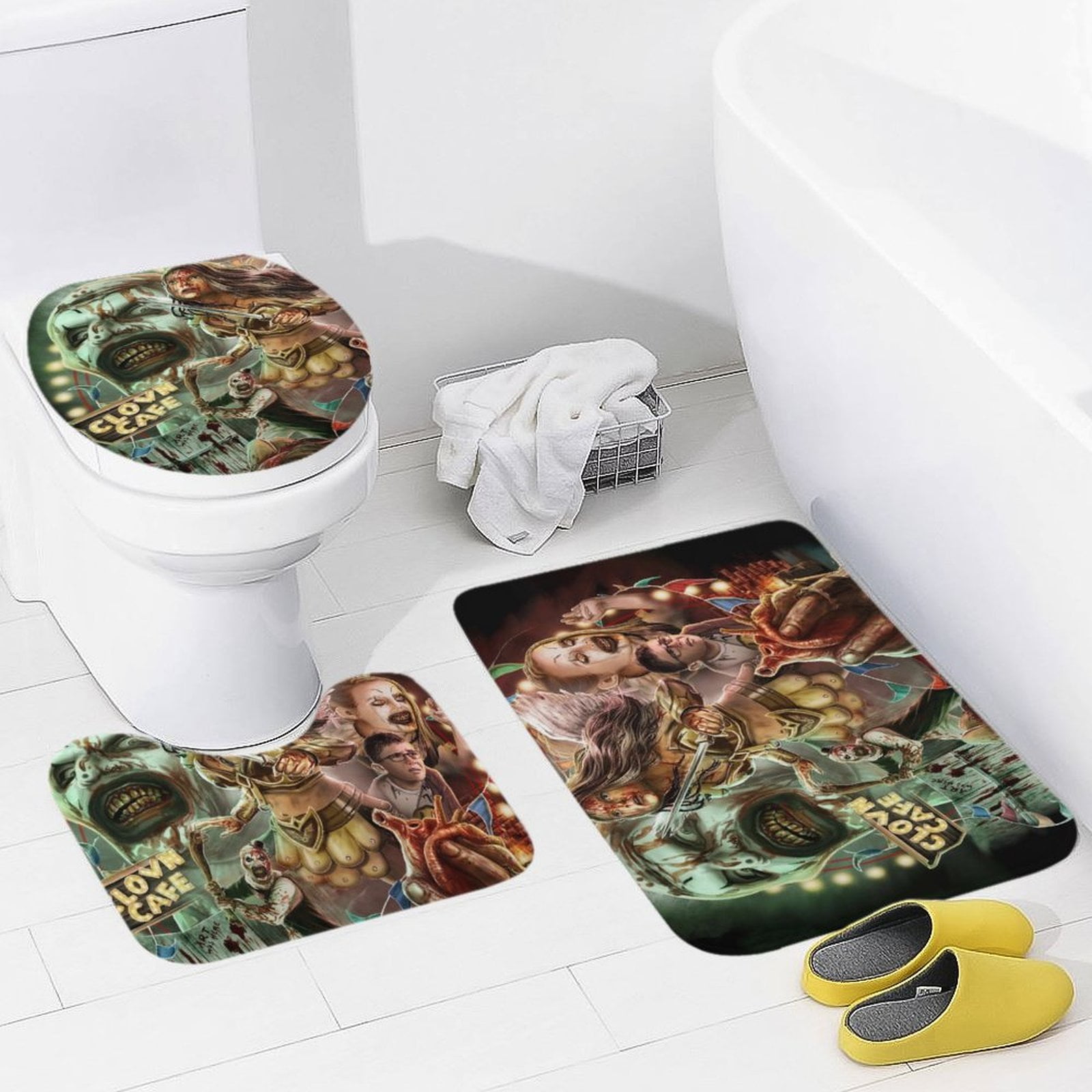 Art The Clown Bathroom Rug Set 3 Halloween Bath Mats Coral Velvet Cover ...