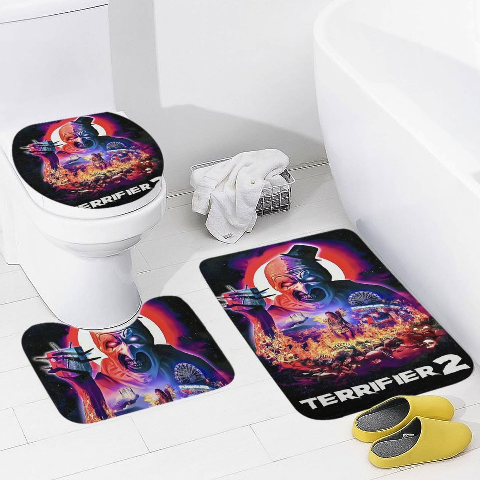 Art The Clown Bathroom Rug Set 3 Halloween Bath Mats Coral Velvet Cover ...