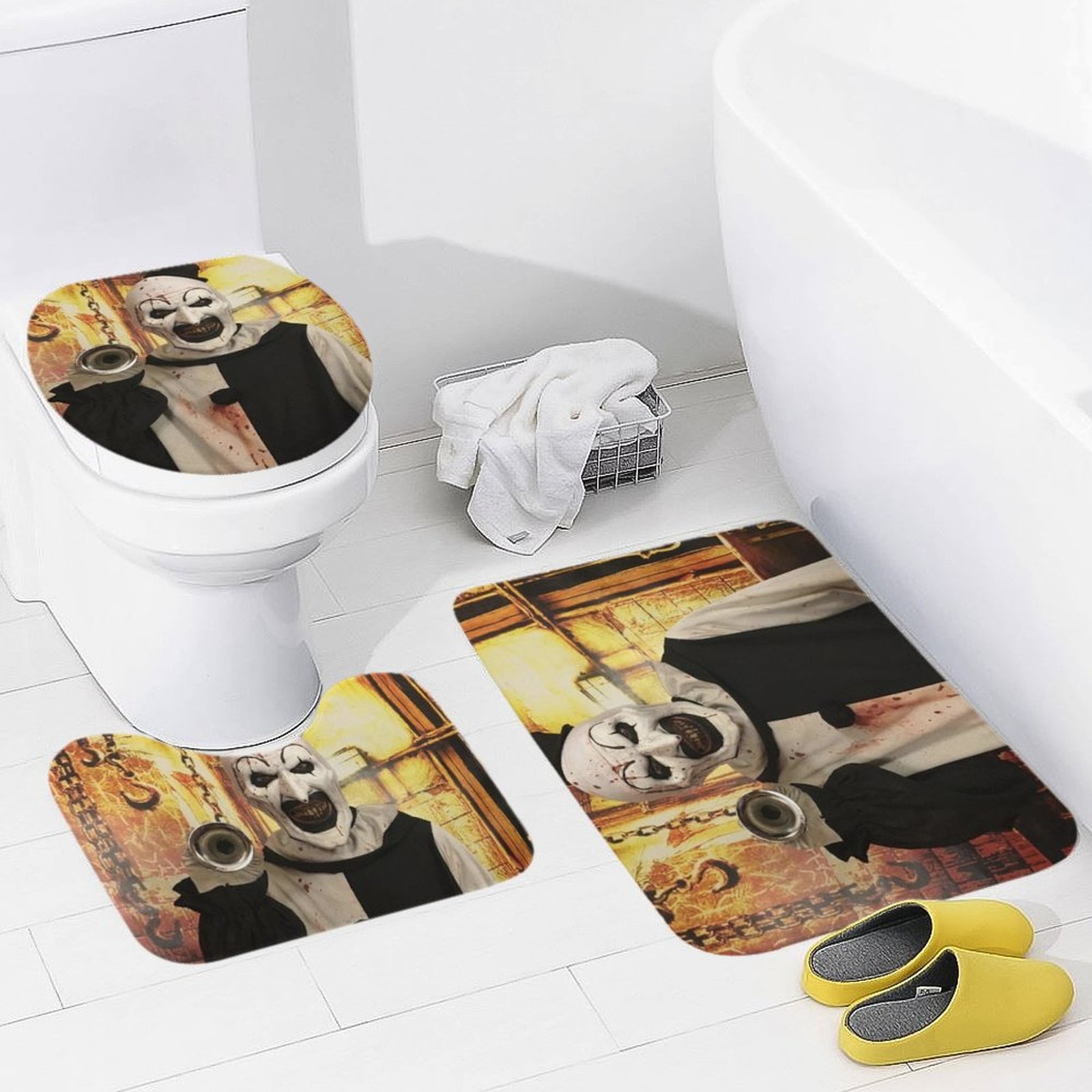 Art The Clown Bathroom Rug Set 3 Halloween Bath Mats Coral Velvet Cover ...