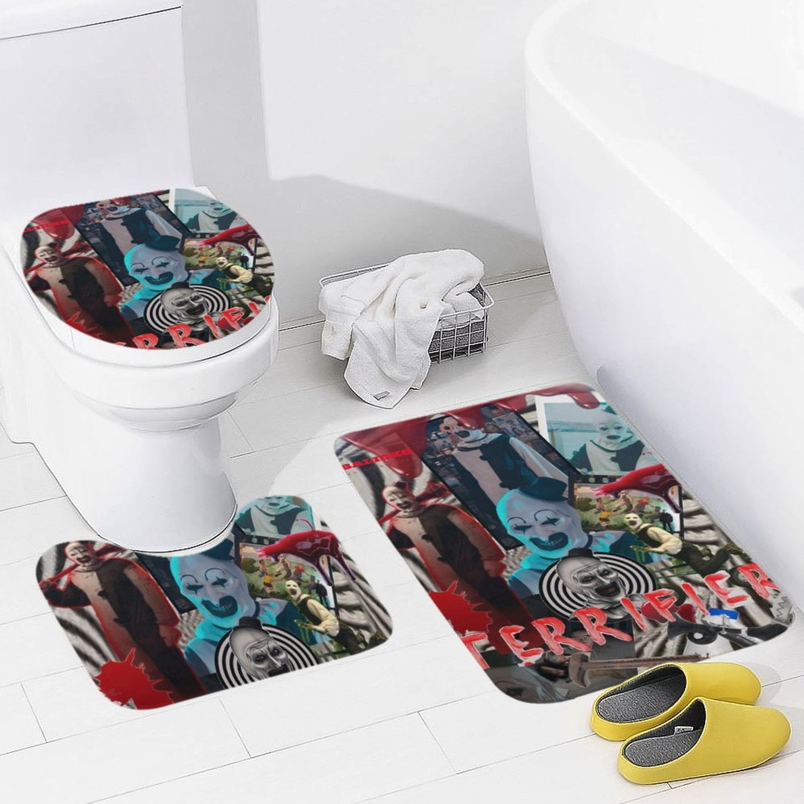 Art The Clown Bathroom Rug Set 3 Halloween Bath Mats Coral Velvet Cover ...