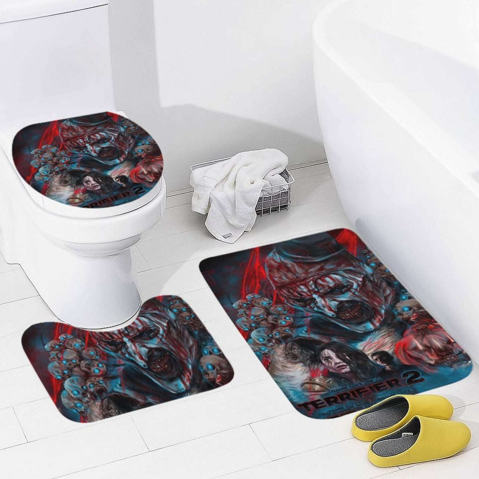 Art The Clown Bathroom Rug Set 3 Halloween Bath Mats Coral Velvet Cover ...