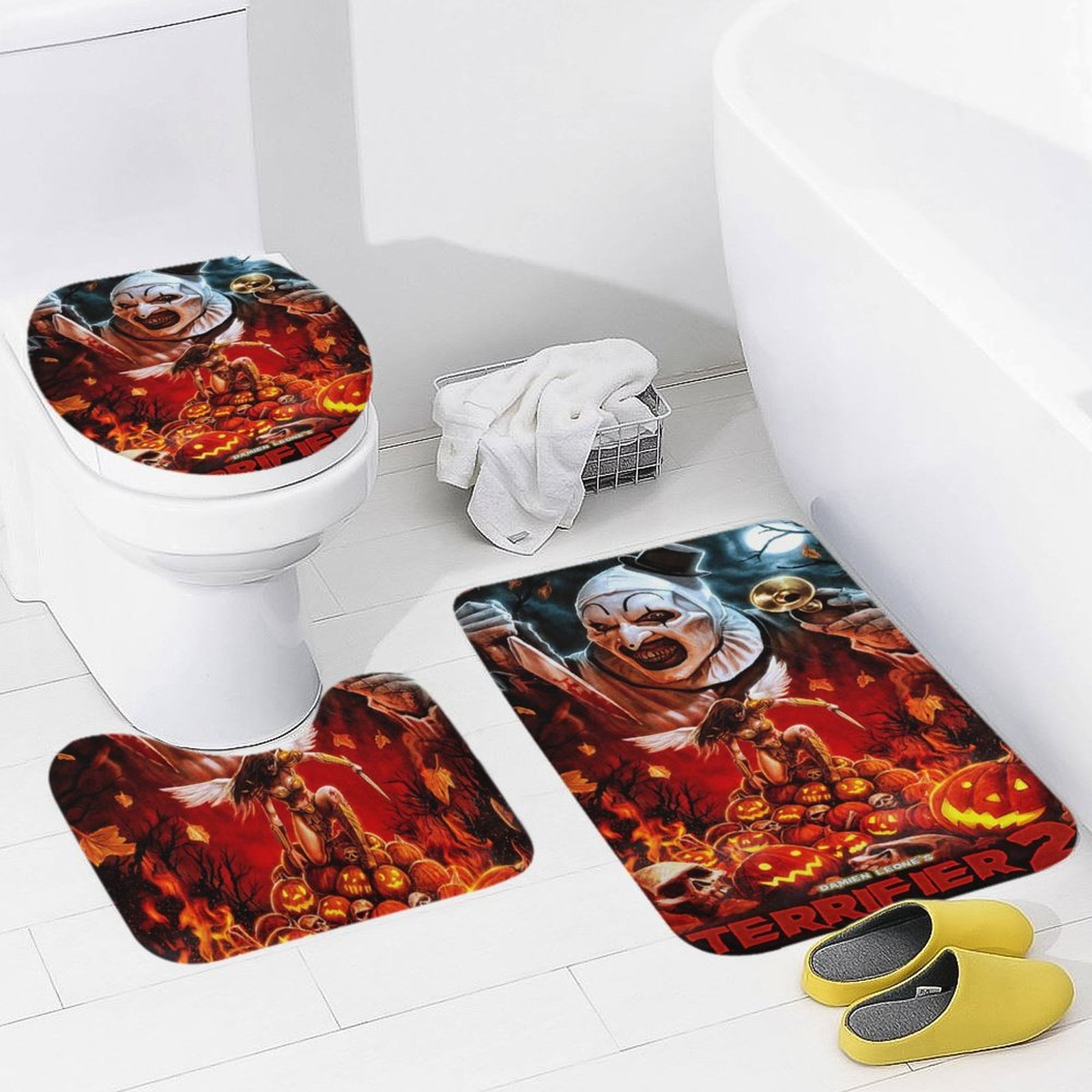 Art The Clown Bathroom Rug Set 3 Halloween Bath Mats Coral Velvet Cover ...