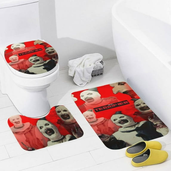 Art The Clown Bathroom Rug Set 3 Halloween Bath Mats Coral Velvet Cover ...