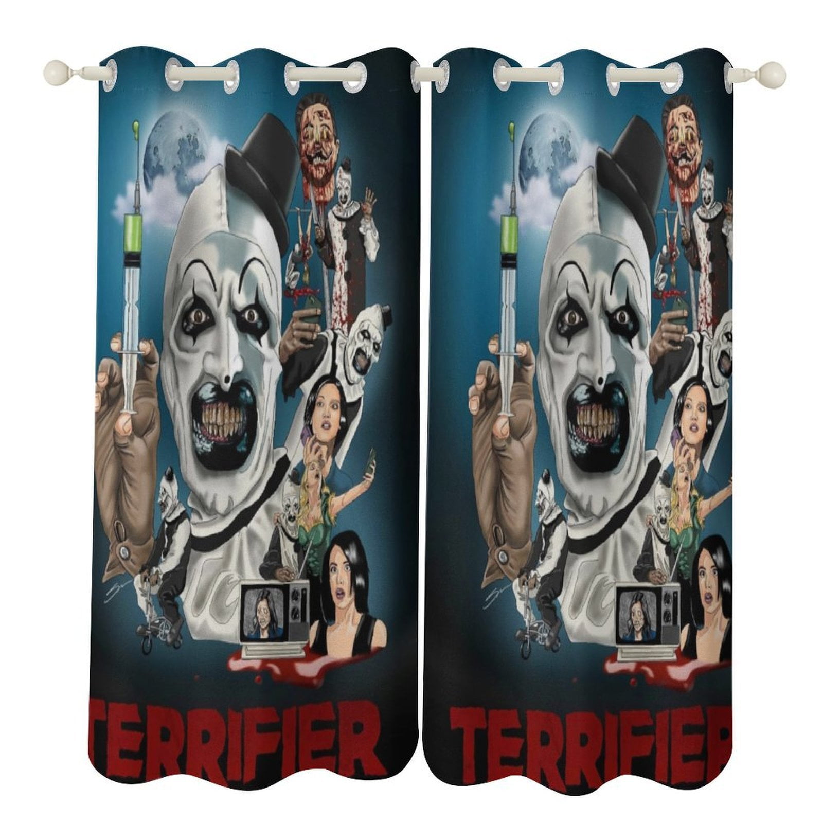 Art The Clown Curtains Perforated Halloween Pattern Window Blackout ...