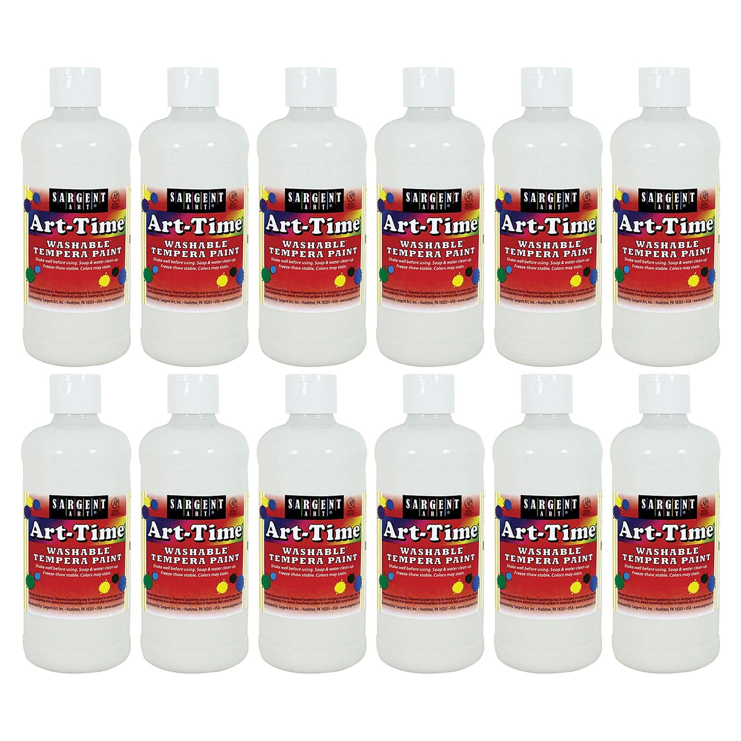 Art-Time® Washable Tempera Paint, White, 16 oz., Pack of 12 - Walmart.com