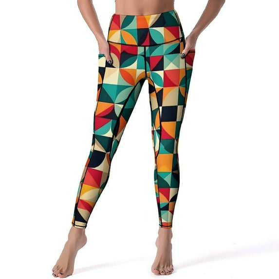 Art Vintage Geometric Leggings Turquoise Scales Push Up Yoga Pants Sexy ...