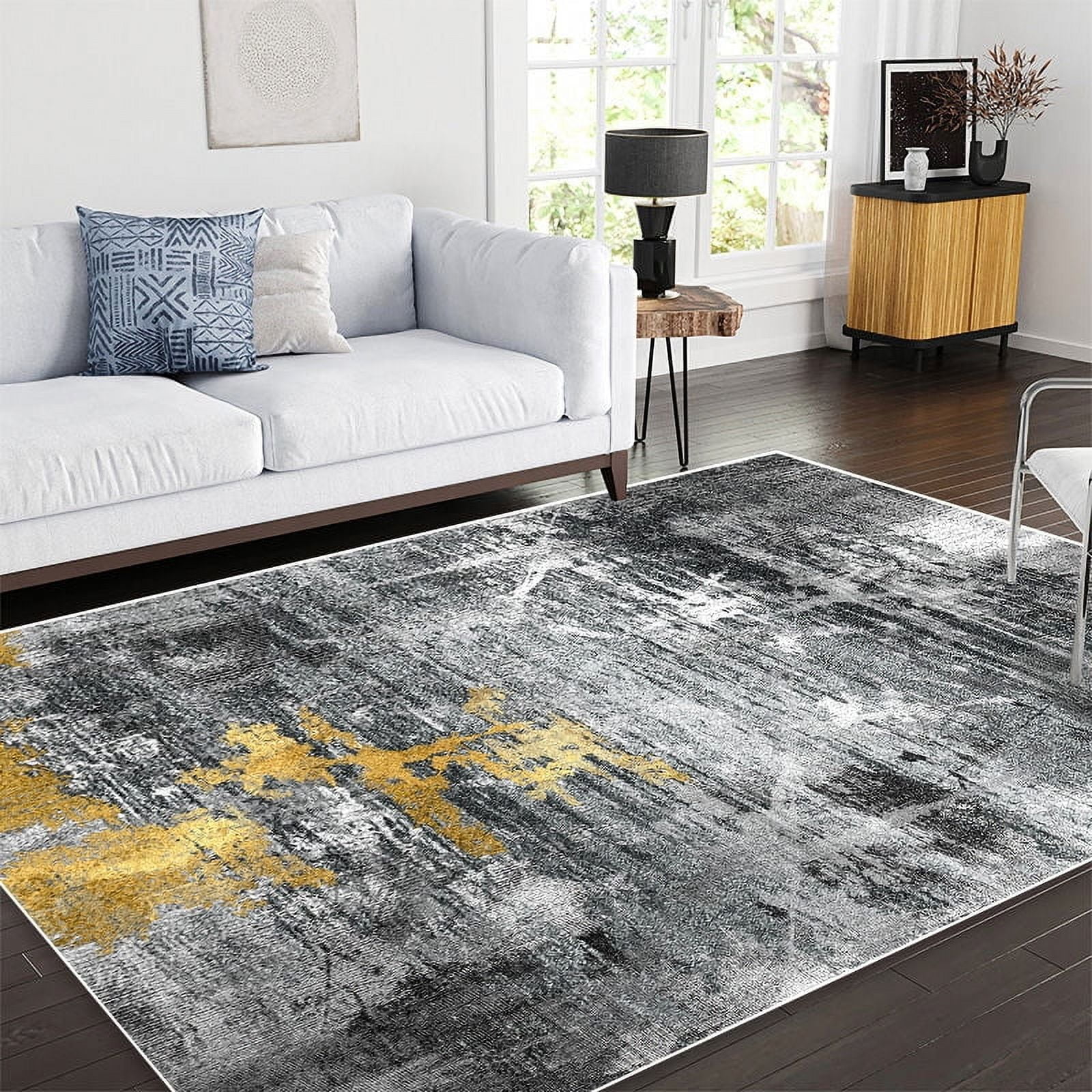Art Washable Non-slip Carpets for Living Room Large Bedroom Fluffy Rug ...