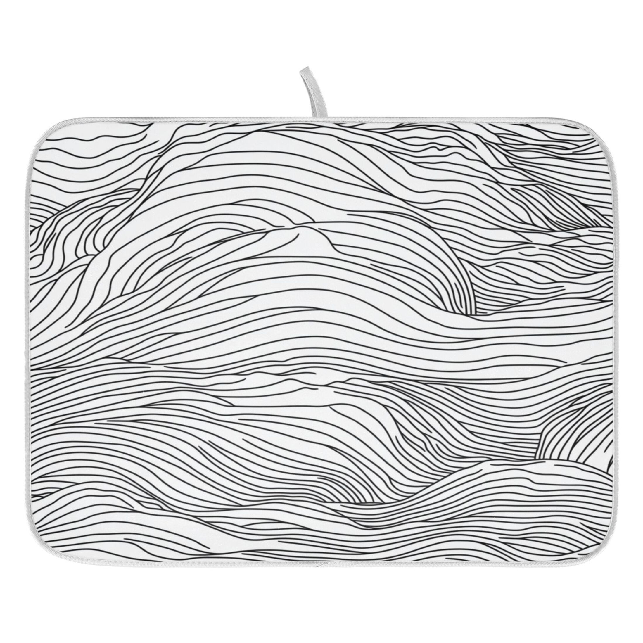 Art Wavy Line Dish Drying Mat for Kitchen, Quick Drying Absorbent Soft ...