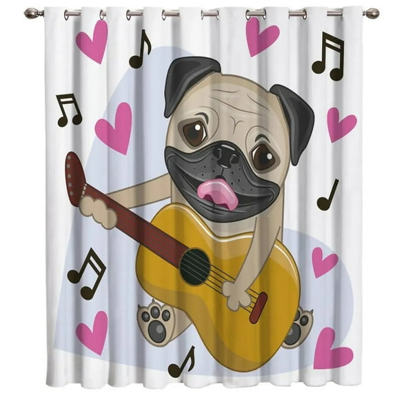 Art Window Curtain Living Room Selected Graffiti Style Music Background ...