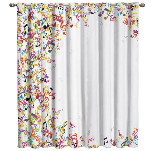 Art Window Curtain Living Room Selected Graffiti Style Music Background ...