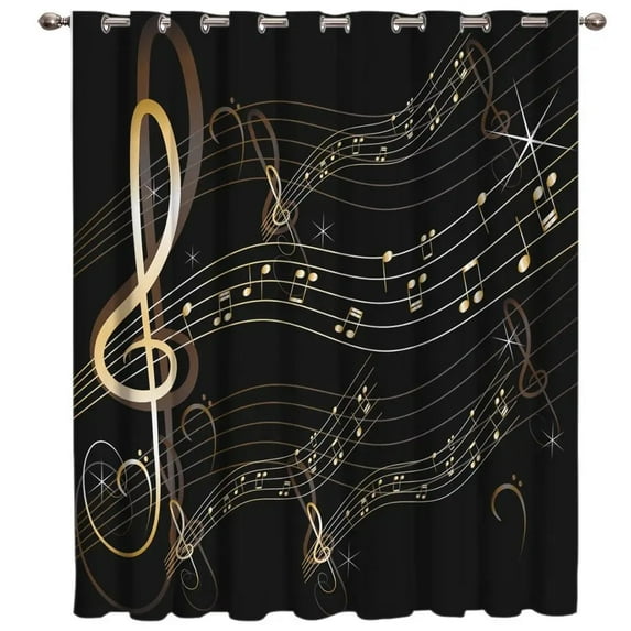 Art Window Curtain Living Room Selected Graffiti Style Music Background ...