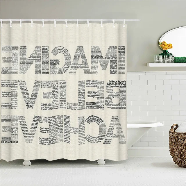 Art Word Personality Fabric Shower Curtain Bathroom Curtains CM 3D ...