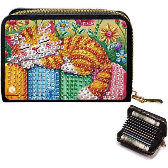 Art Zipper Business Small Wallet Art Painting Credit Card Holder DIY ...