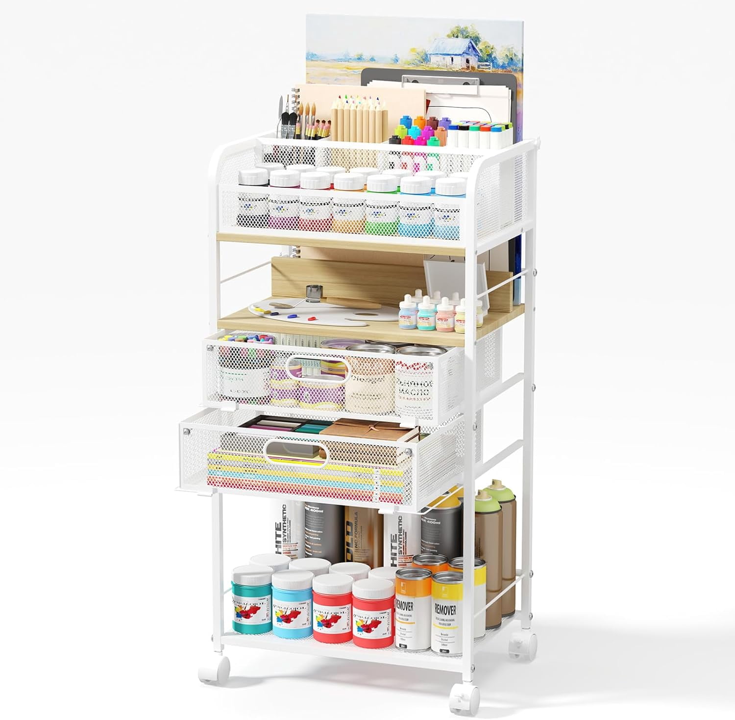 Art cart, 5 Tier Rolling Cart - Utility Cart with Storage Drawer and ...