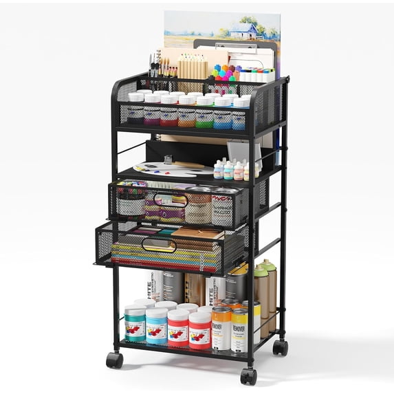 Art cart, 5 Tier Rolling Cart - Utility with Stora Drawer and Wheels ...